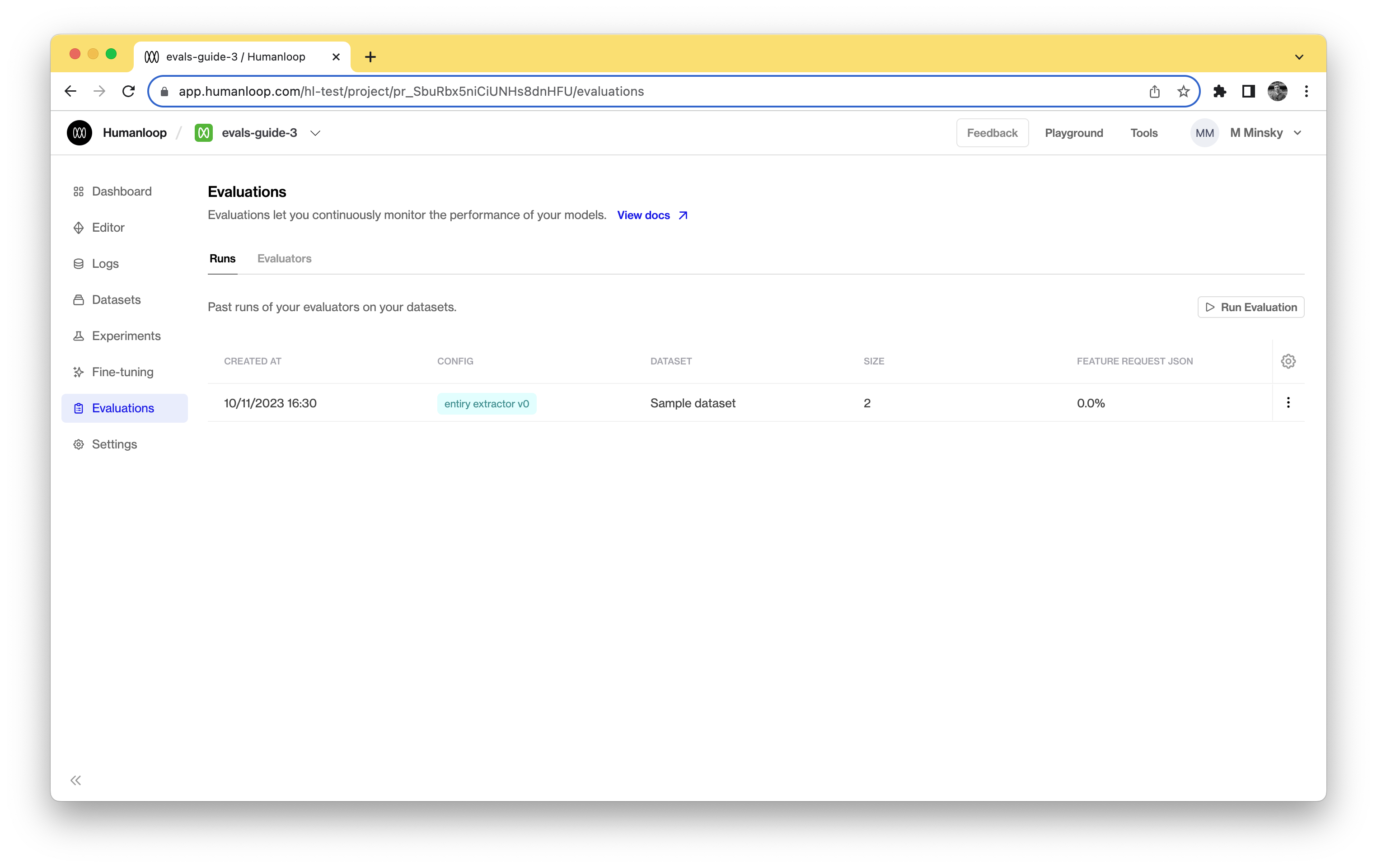 Set up evaluations using API — Humanloop Docs