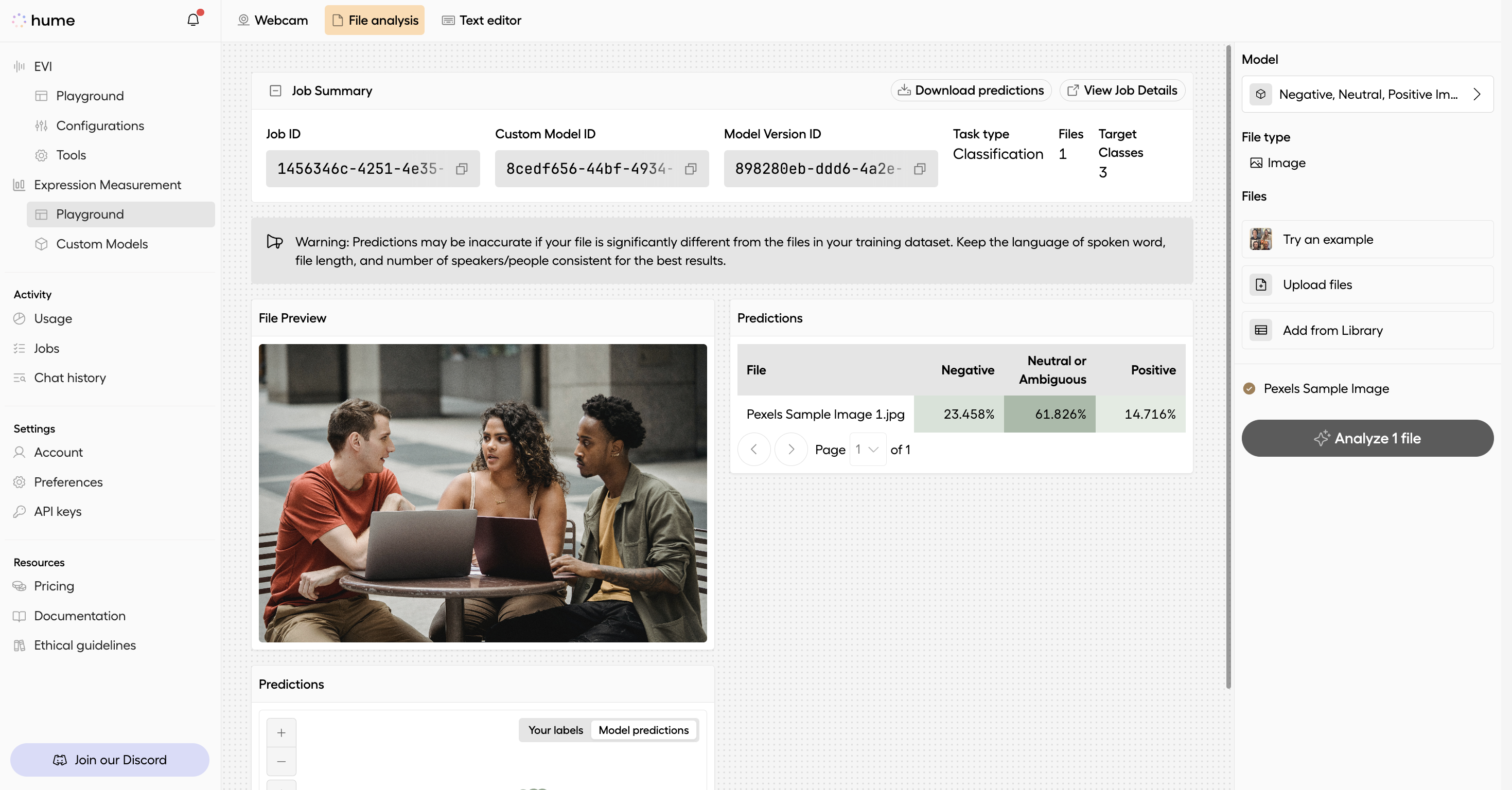 Training a custom model — Hume API